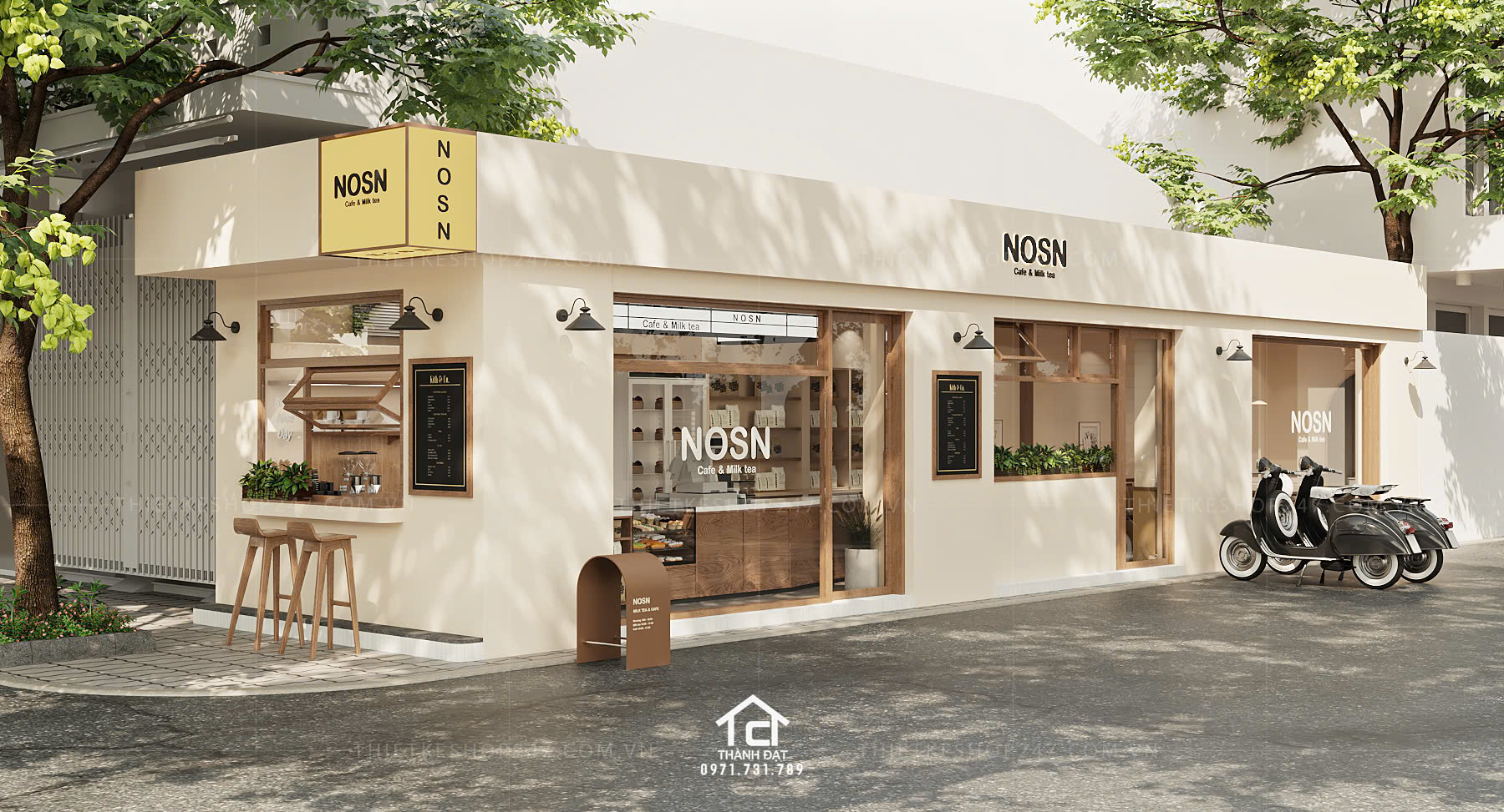 Thiết kế quán trà sữa, cafe đẹp ấn tượng và sang trọng – NOSN